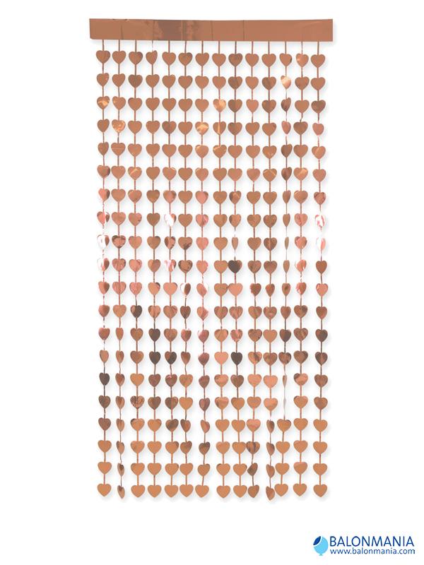Viseći ukras rose gold srca zavjesa 2x1m - Baloni za rođendan